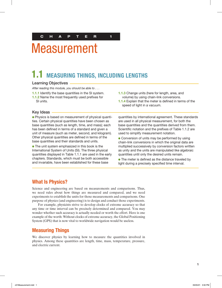 Physics Measurement: SI Units, Length, Time, Mass & Conversions
