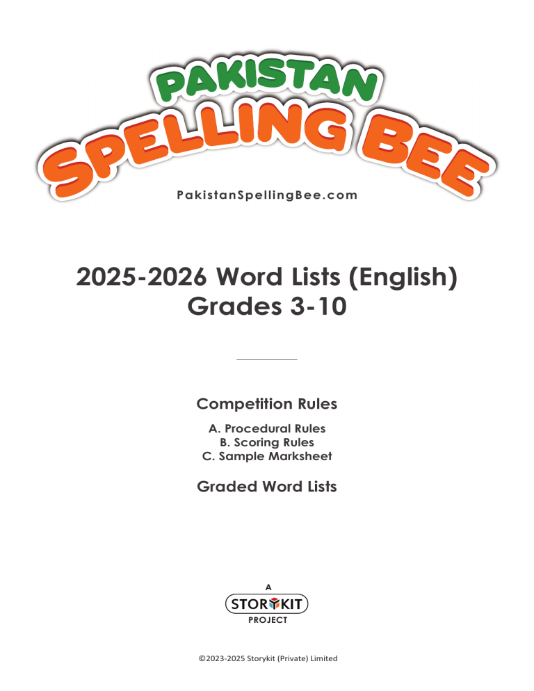 Spelling Bee Words For Grade 3