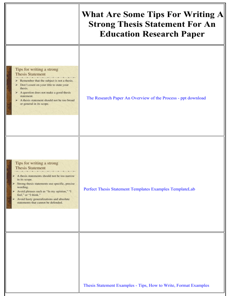 Thesis Statement Tips for Education Research Papers