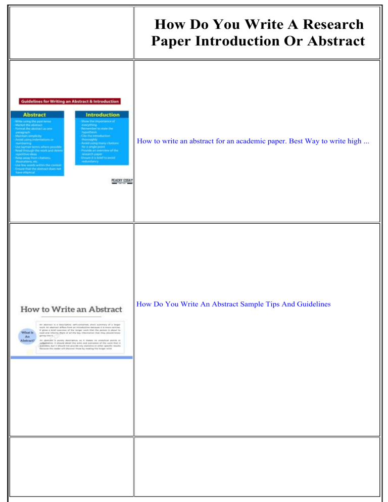 Research Paper Intro & Abstract Writing Guide