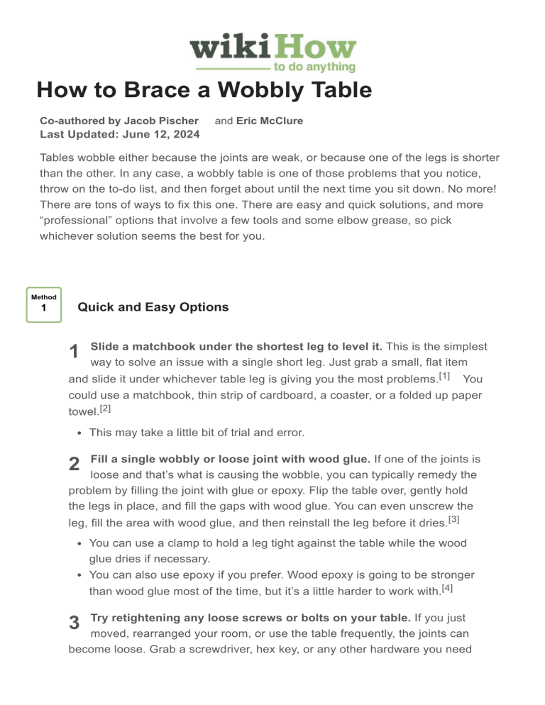 How to Fix a Wobbly Table: Quick Repairs & Bracing Methods