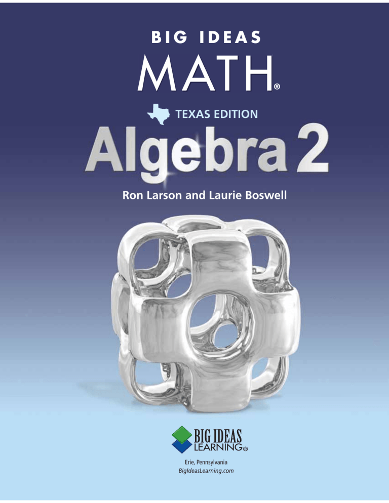 Big Ideas Math Algebra 2 Textbook