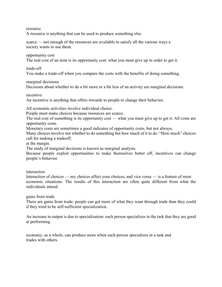 Economics Key Concepts: Definitions, Scarcity, Opportunity Cost, Supply ...