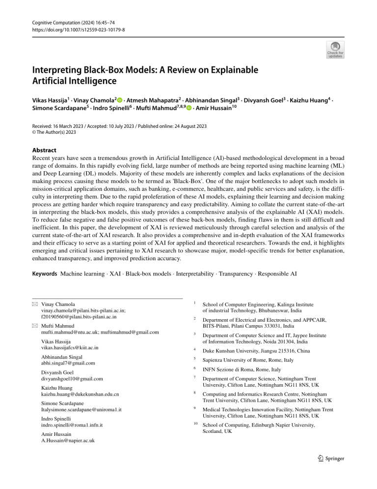 Explainable AI: Interpreting Black-Box Models - A Comprehensive Review
