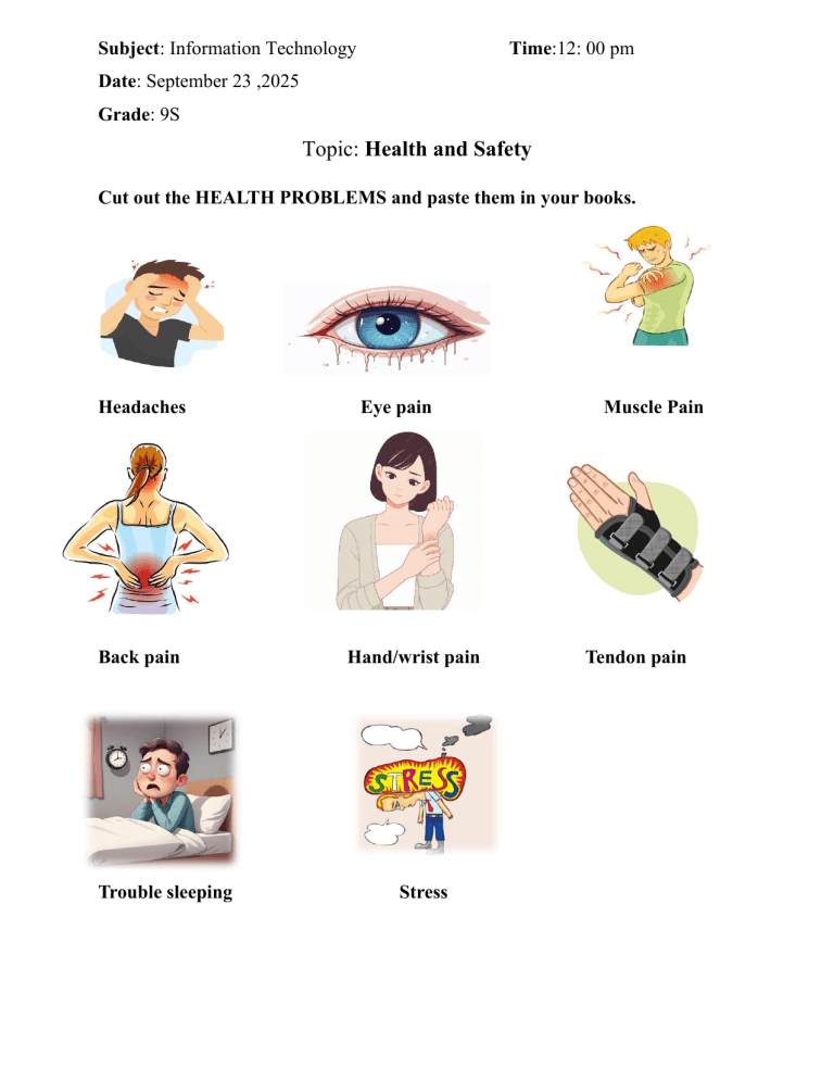 9th Grade IT Health and Safety Workbook