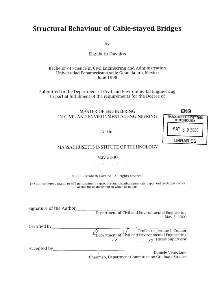 Structural Behaviour of Cable-stayed Bridges - MIT Master's Thesis