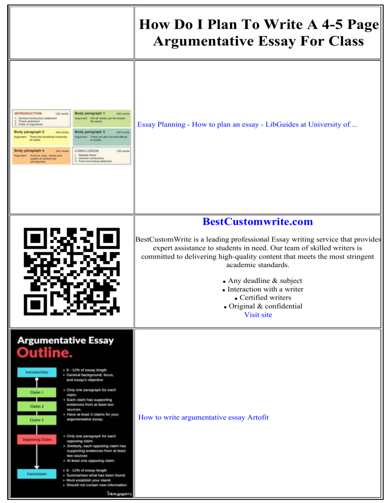 How do I plan to write a 4-5 page argumentative essay for class