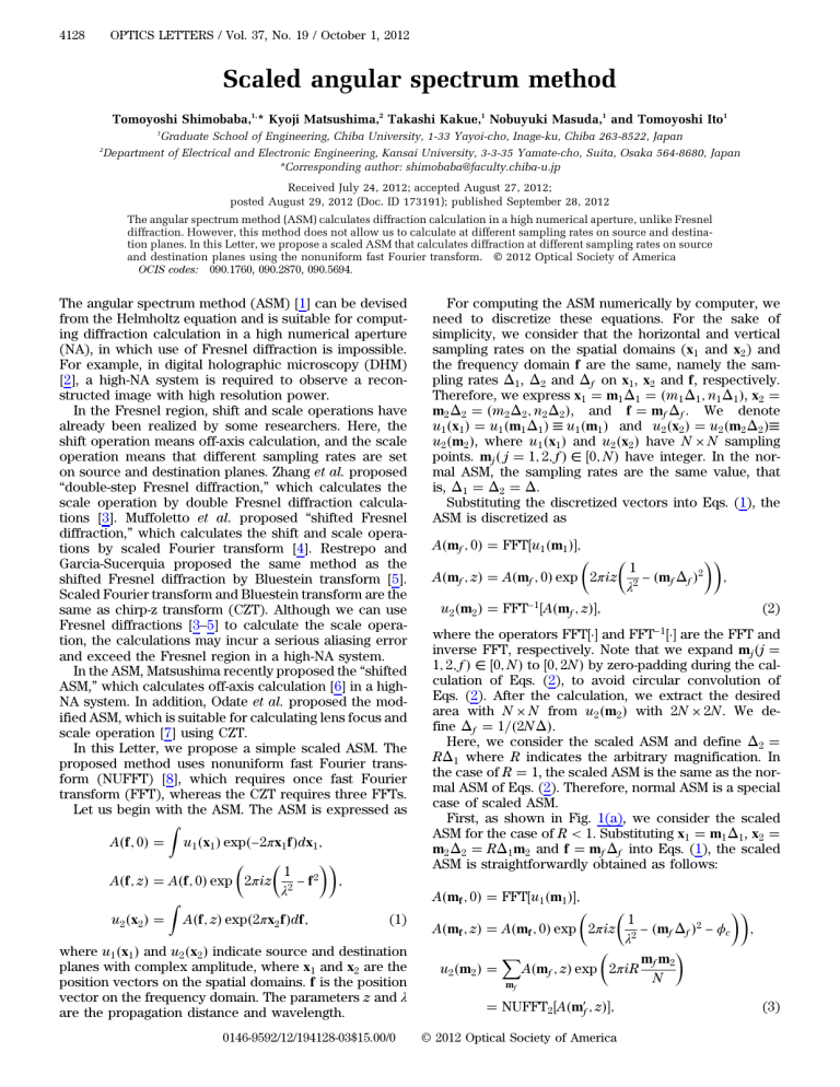 Scaled Angular Spectrum Method: High-NA Diffraction Calculation