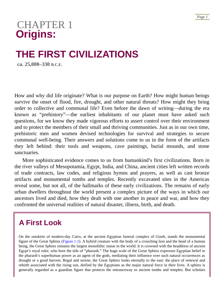 Origins: The First Civilizations | Prehistory & Ancient Egypt