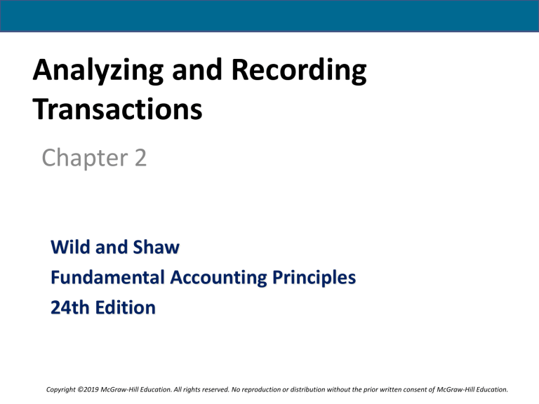 Analyzing and Recording Transactions: Chapter 2