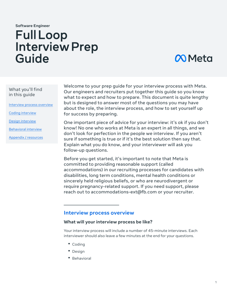 Meta Software Engineer Interview Prep Guide