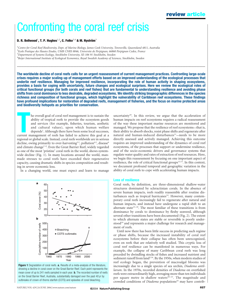 Confronting the Coral Reef Crisis: Resilience & Management Review