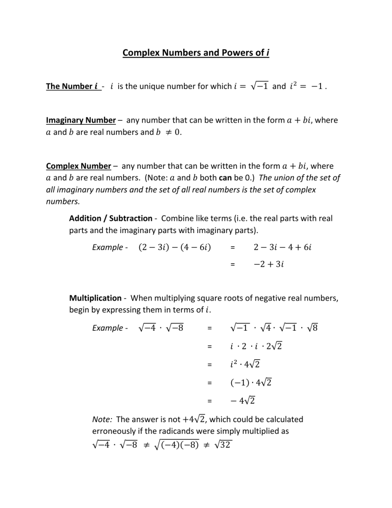 Complex Numbers and Powers of i: Guide with Examples & Practice