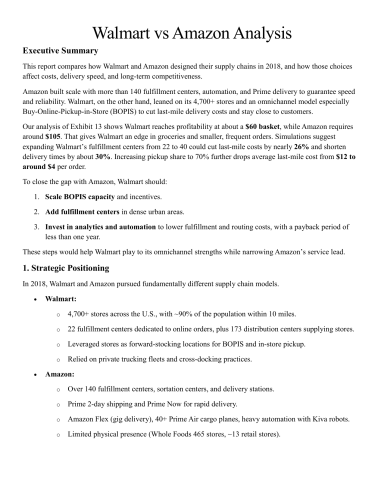Walmart vs Amazon: Supply Chain Analysis & Strategy