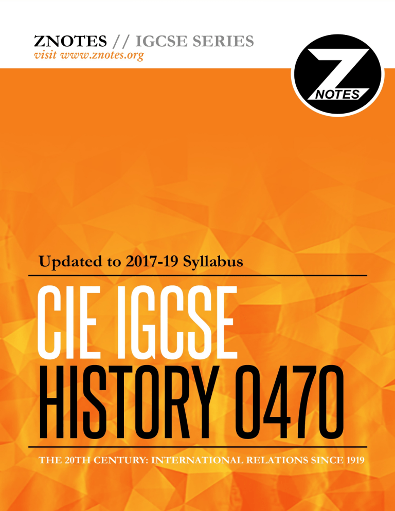 CIE IGCSE History 0470: 20th Century International Relations Study Guide