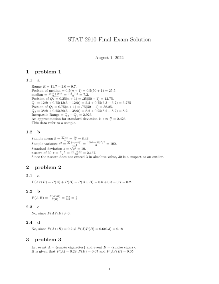 Final Exam solution