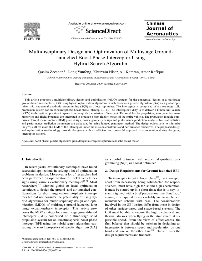 Multidisciplinary Design & Optimization of Multistage Interceptors