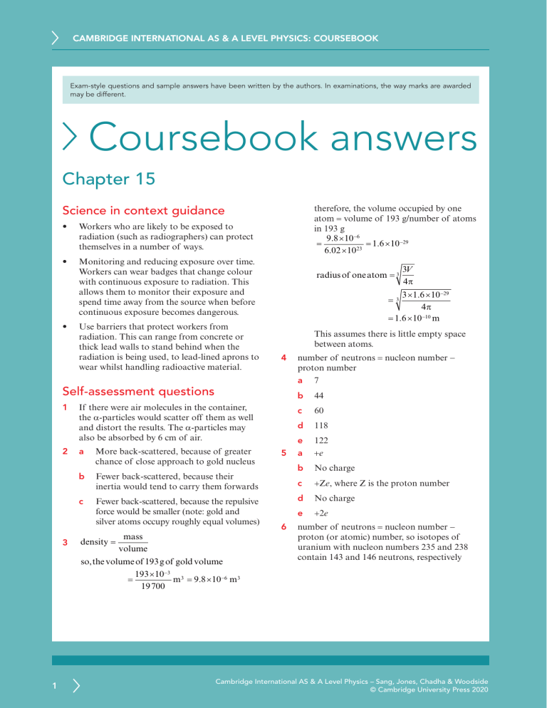Physics Coursebook Answers: Nuclear & Particle Physics