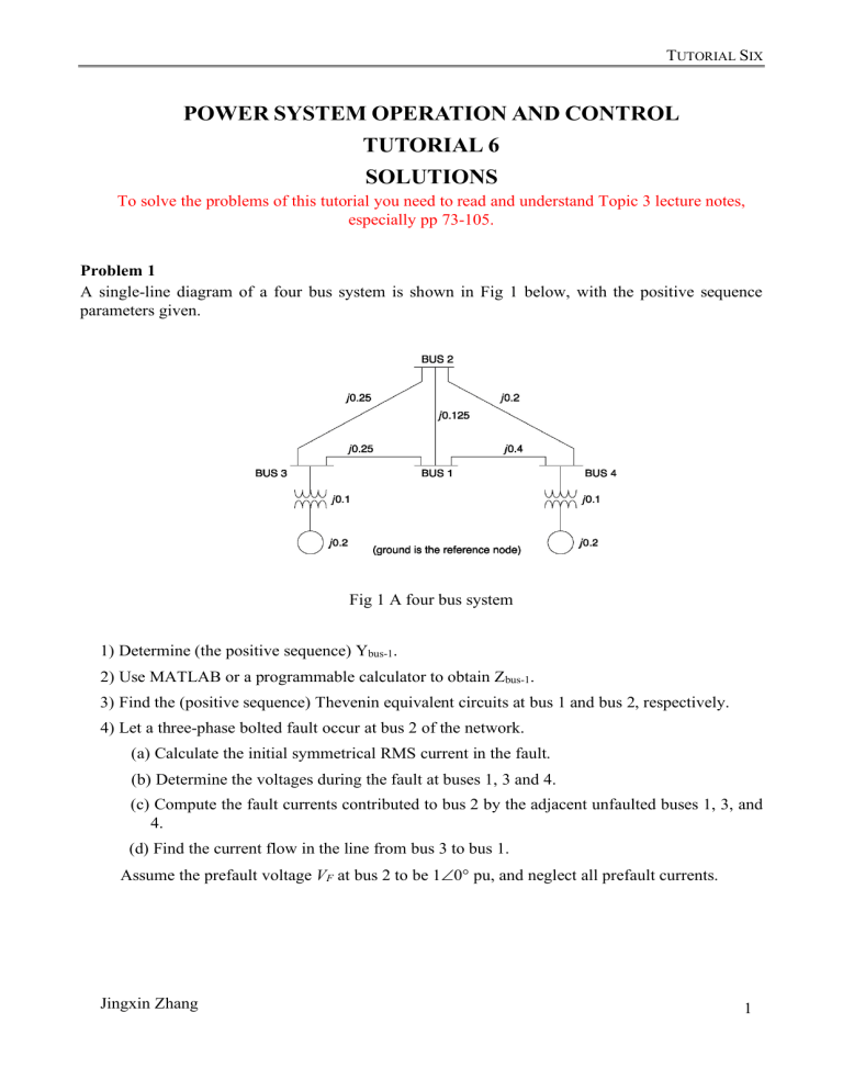 Power System Operation & Control Tutorial 6 Solutions