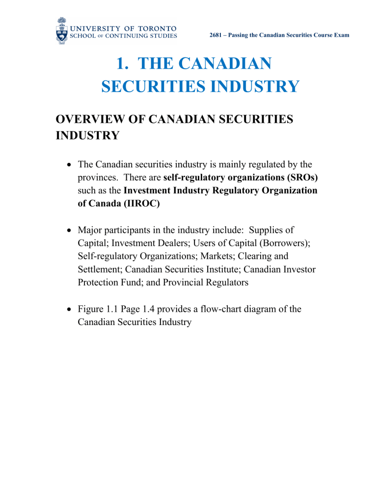 Canadian Securities Course Exam Overview