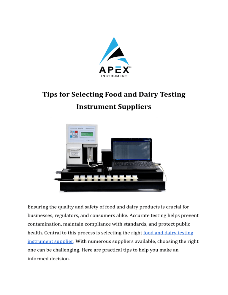 Food & Dairy Testing Instrument Supplier Selection Guide