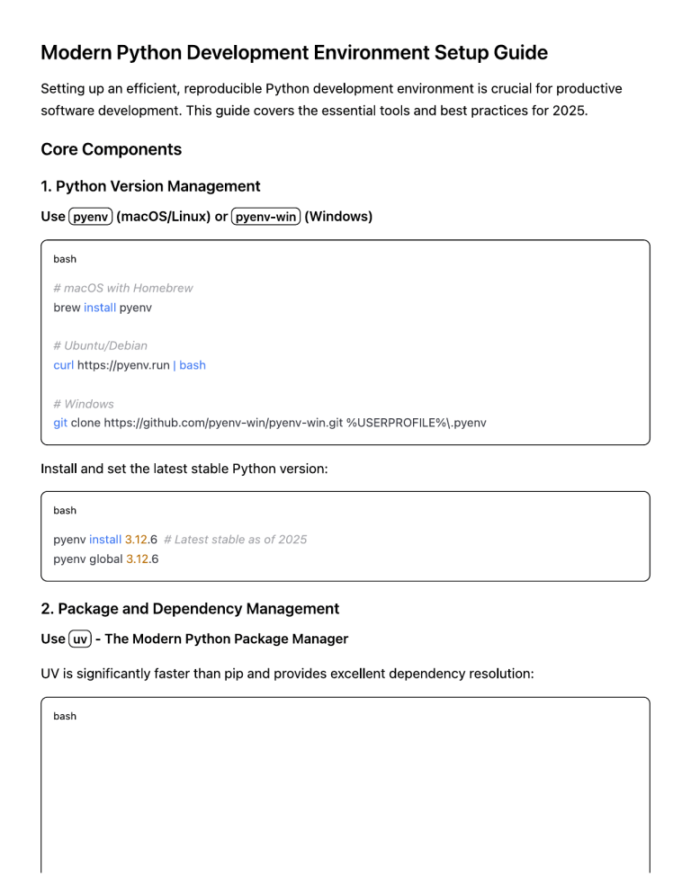 Modern Python Development Environment Setup Guide 2025 | pyenv & uv