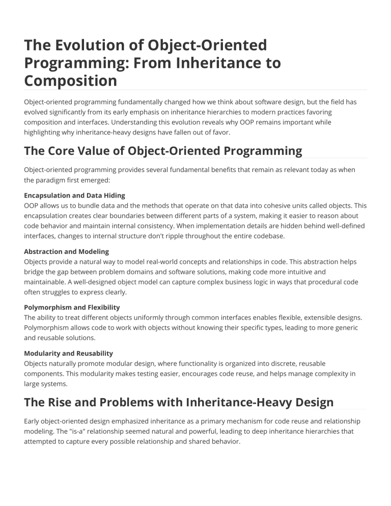 OOP Evolution: Inheritance vs. Composition