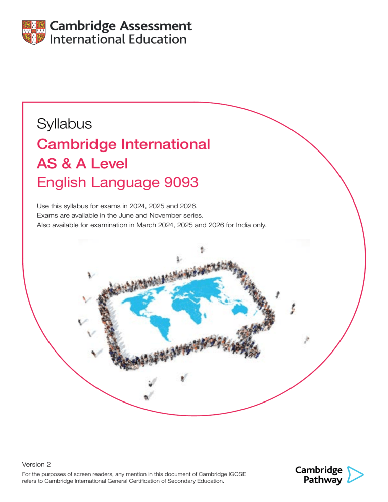 Cambridge AS & A Level English Language 9093 Syllabus 2024-2026