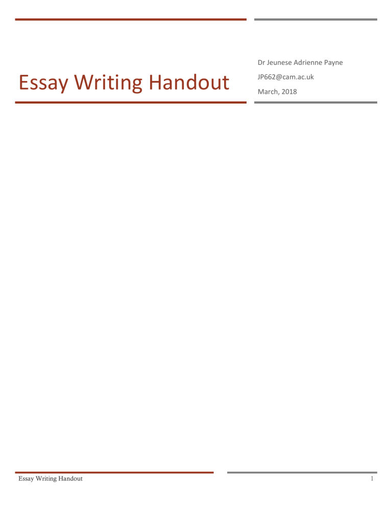 Essay writing handout