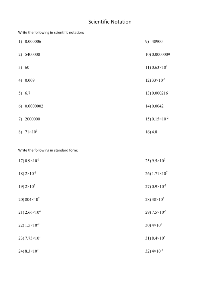Scientific Notation, Geometry, Significant Digits, SI Units, Algebra ...