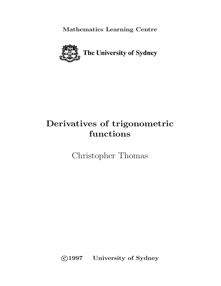 Derivatives of Trigonometric Functions: A Calculus Learning Guide