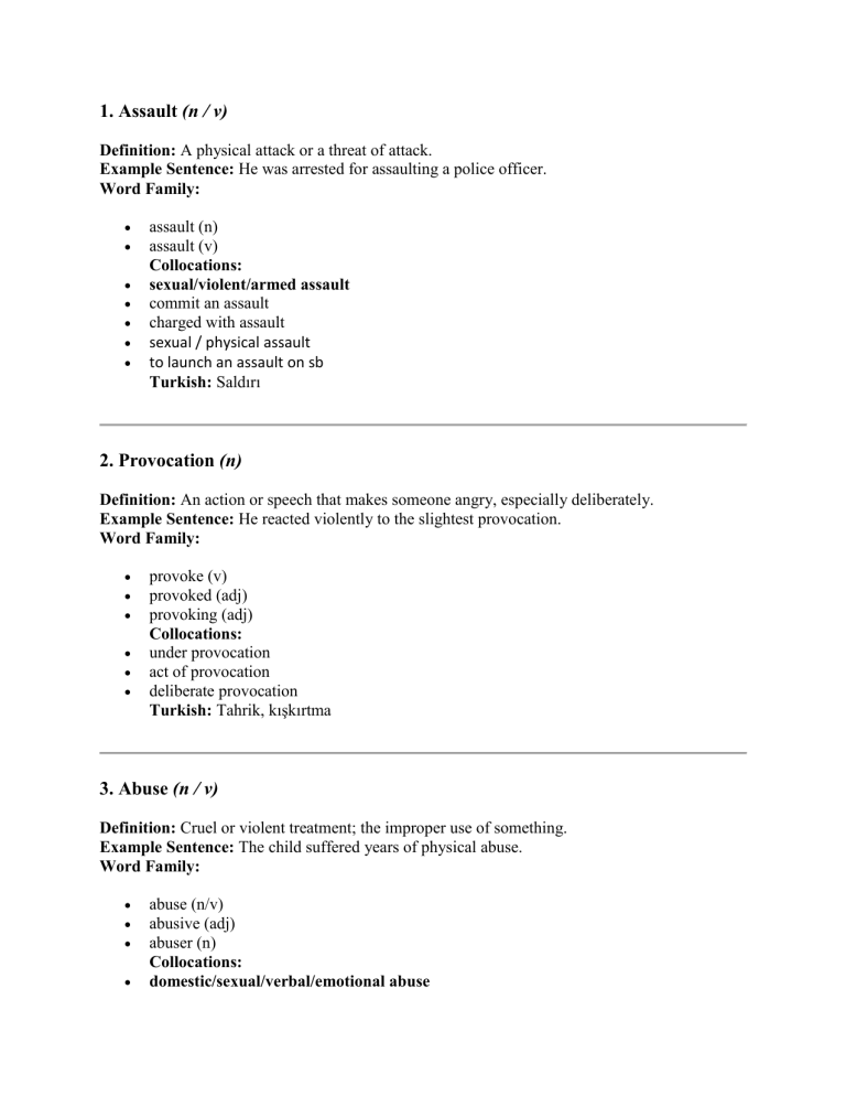 Conflict & Emotion Vocabulary: Definitions & Examples