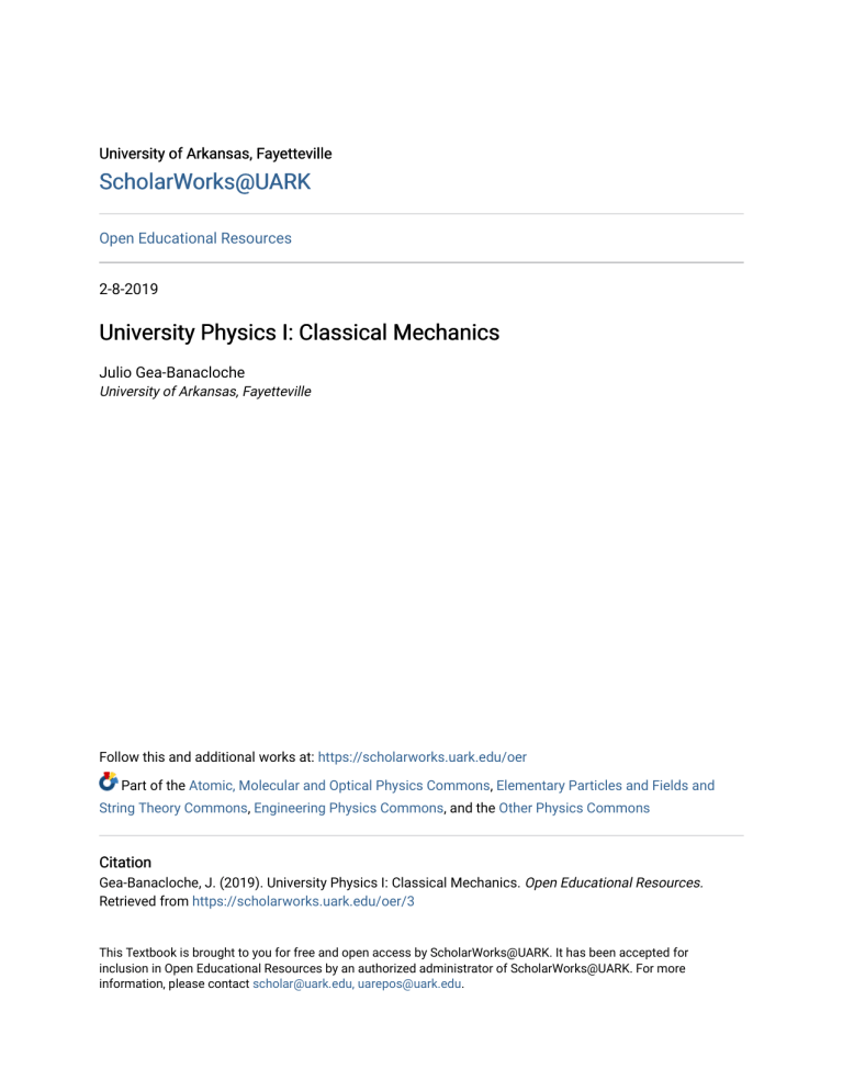 University Physics I: Classical Mechanics Textbook