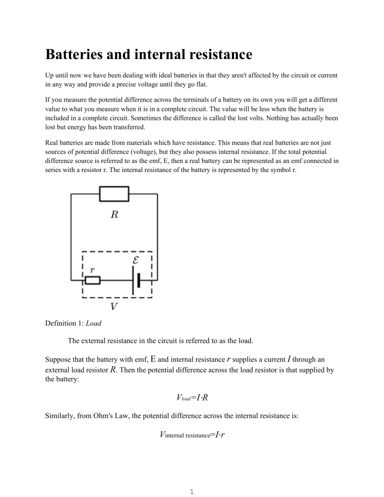 Battery Internal Resistance & EMF Experiment