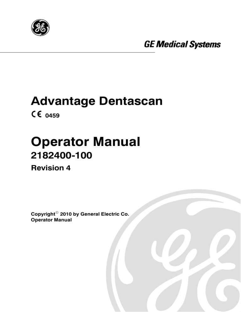 Advantage Dentascan Operator Manual | GE Medical Systems | CT Dental ...