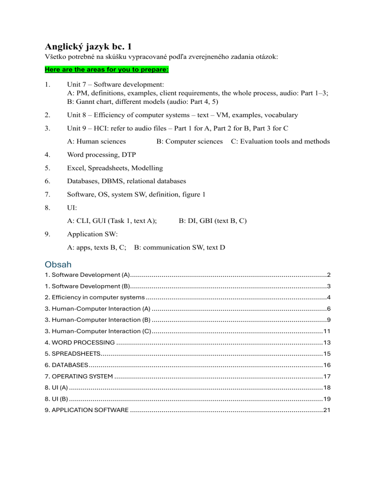 Computer Science Study Guide: Software, HCI, Databases, UI