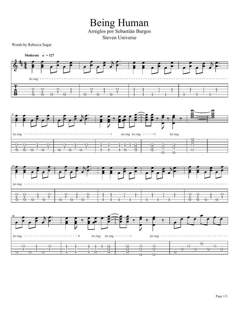 Being Human Guitar Tab - Steven Universe
