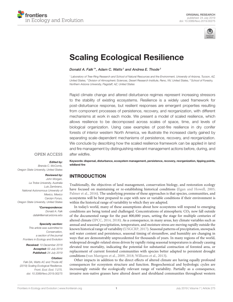 Scaling Ecological Resilience: Post-Fire Ecosystem Recovery