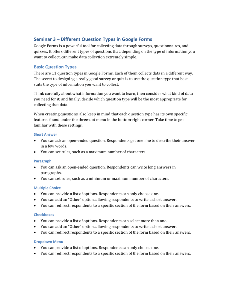 Google Forms Question Types: A Comprehensive Guide for Surveys & Quizzes