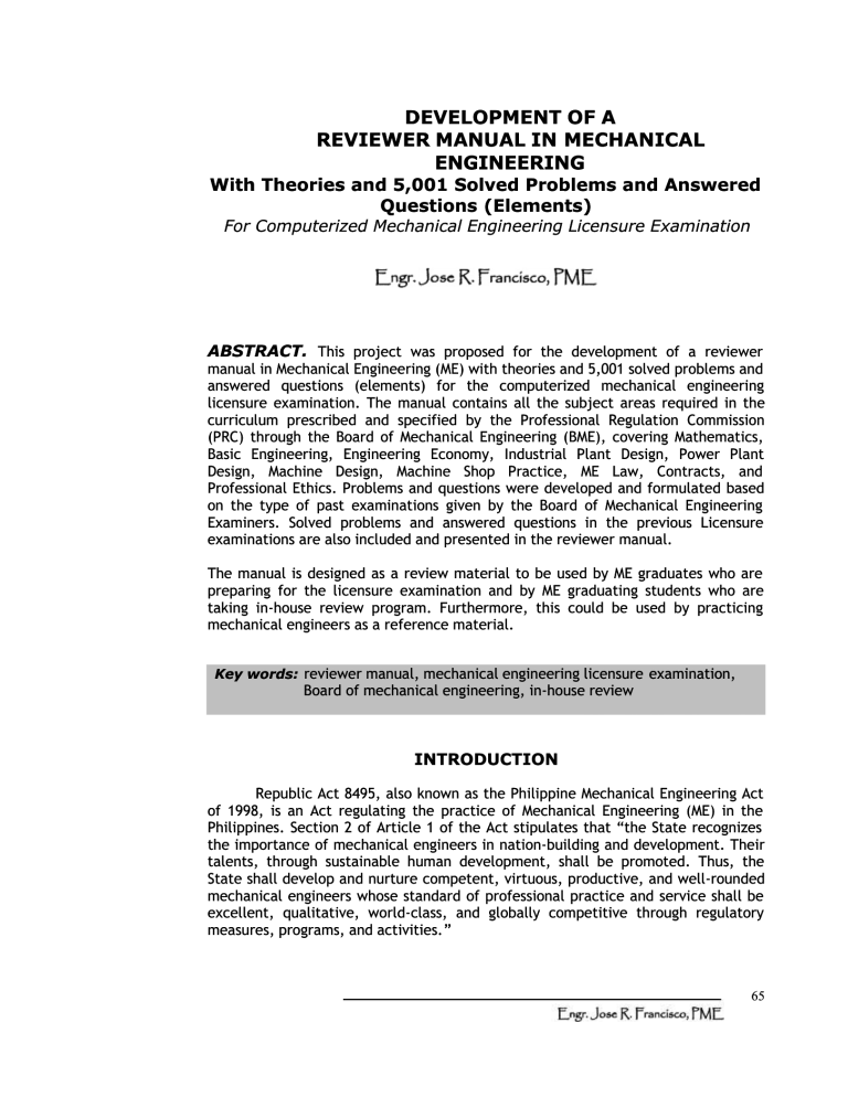 Mechanical Engineering Licensure Exam Reviewer Manual: 5,001 Solved ...