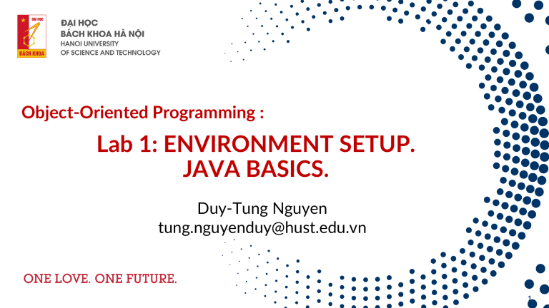 Object-Oriented Programming Lab 1: Java Environment Setup & Basics