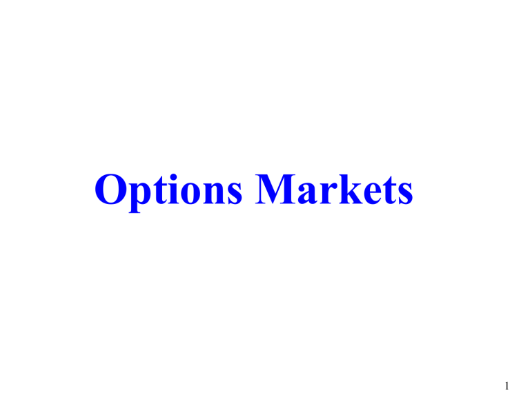 Options Markets: Specifications, Pricing & Strategies