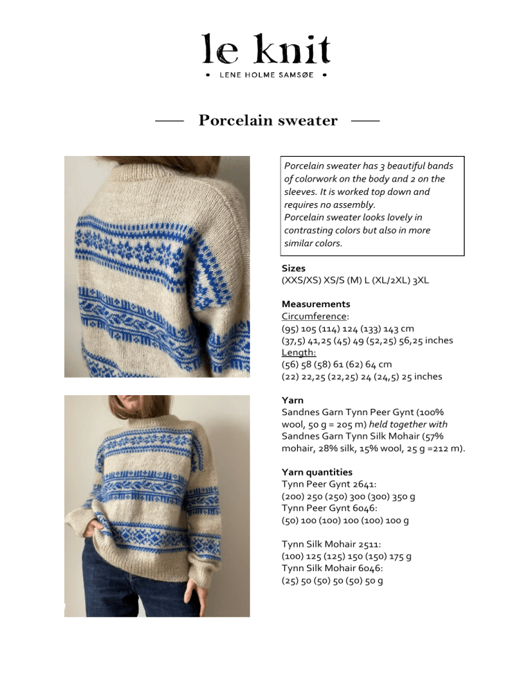 Porcelain Sweater Knitting Pattern | Top-Down Colorwork Design