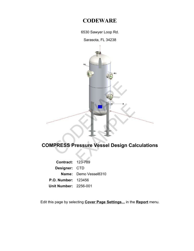 Pressure Vessel Design Calculations - ASME VIII Div 1