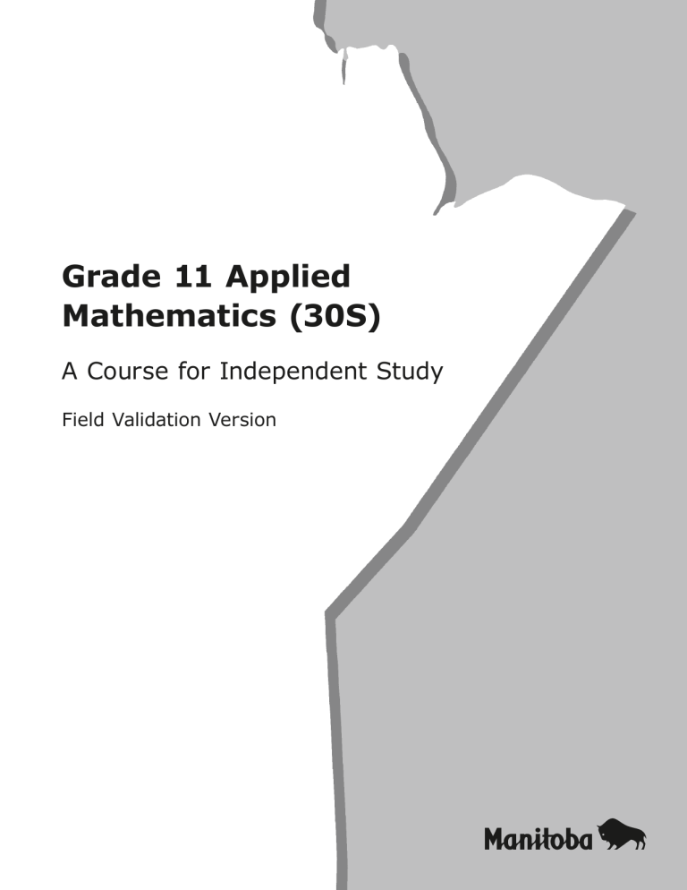 Grade 11 Applied Mathematics (30S) Course