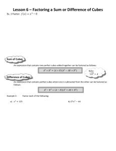Factoring Sum or Difference of Cubes: Algebra Lesson & Examples