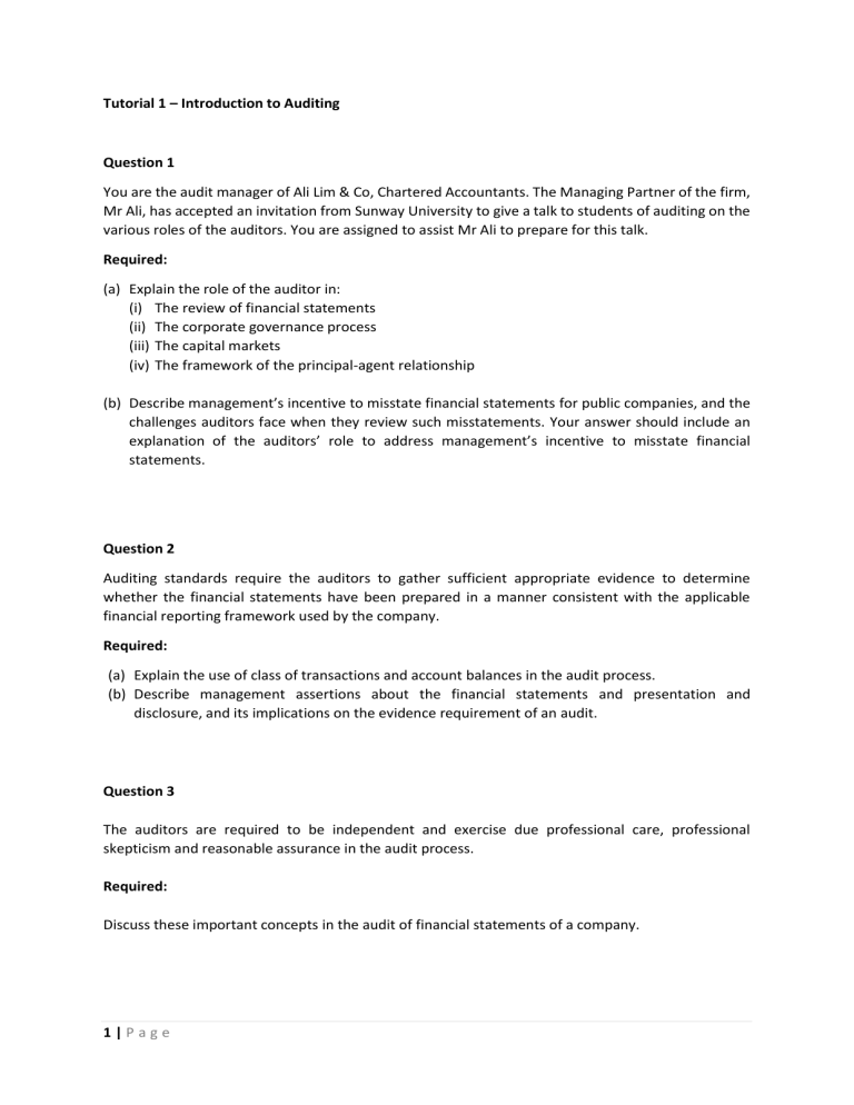 Auditing Tutorial: Roles, Misstatements, and Key Concepts