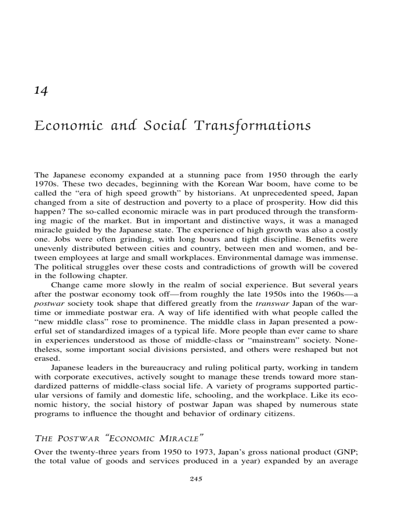 Japan's Postwar Economic & Social Transformation