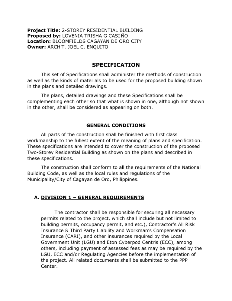 2-Storey Residential Building Specifications: Construction & Materials ...