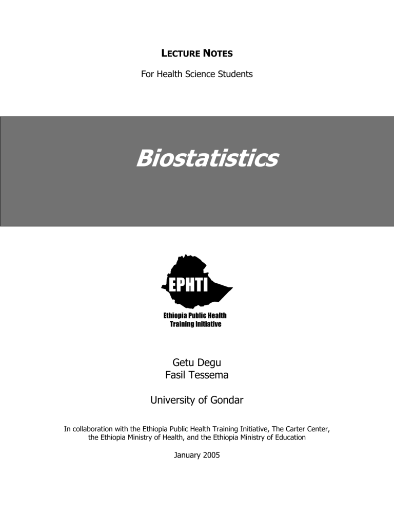 Biostatistics Lecture Notes for Health Science Students